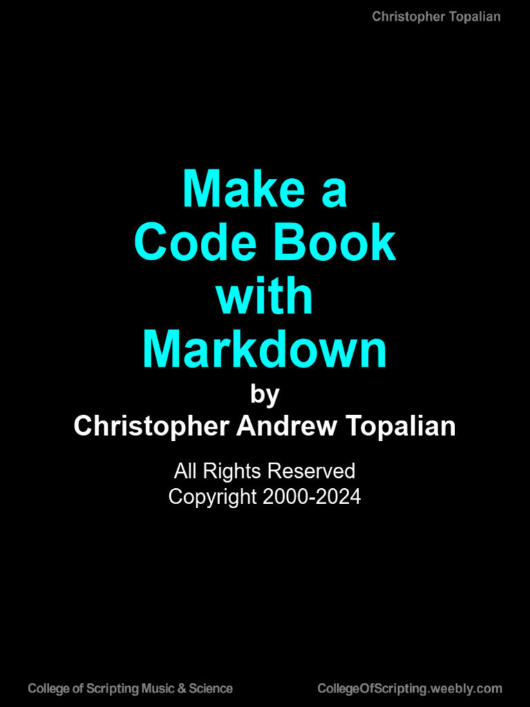 Make A Code Book With Markdown by Christopher Topalian | PDF | Computer ...