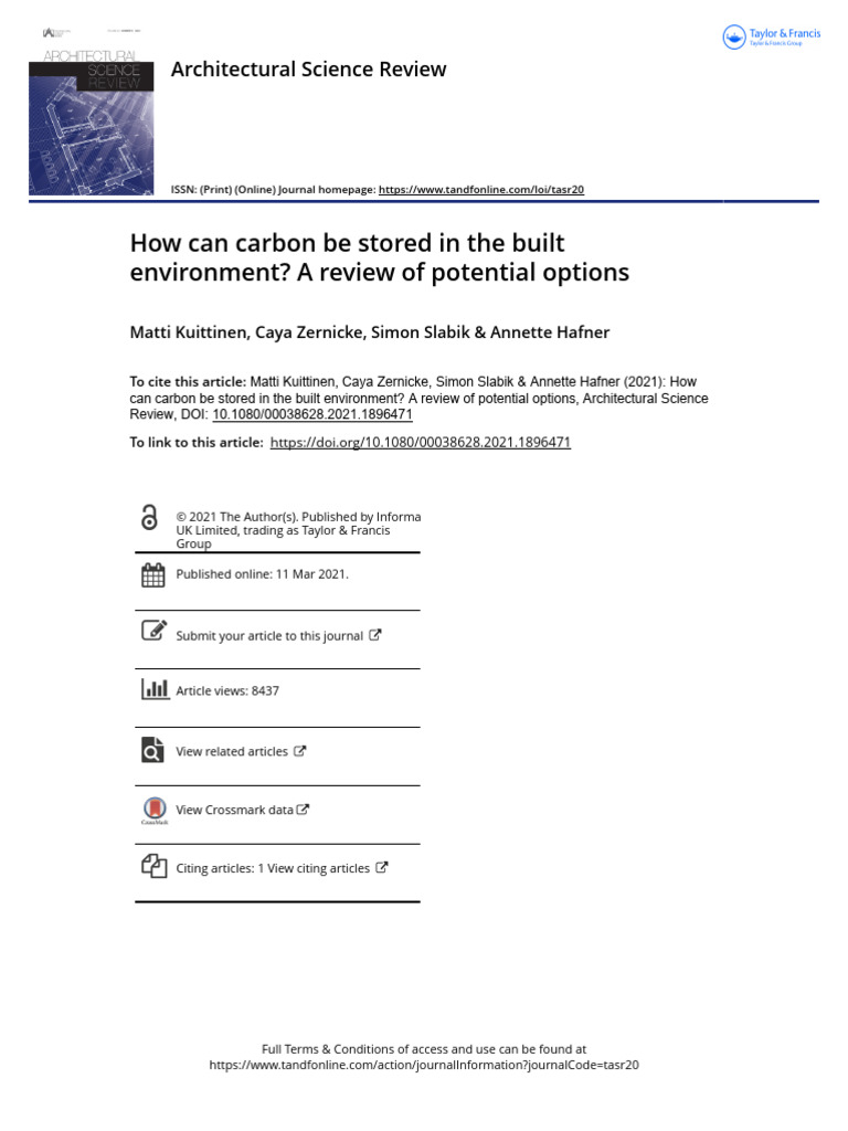 Architectural Science Rewiew | PDF | Carbon Sequestration | Carbon ...