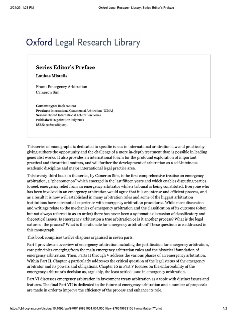 Cameron Sim Emergency Arbitration 2021 | PDF