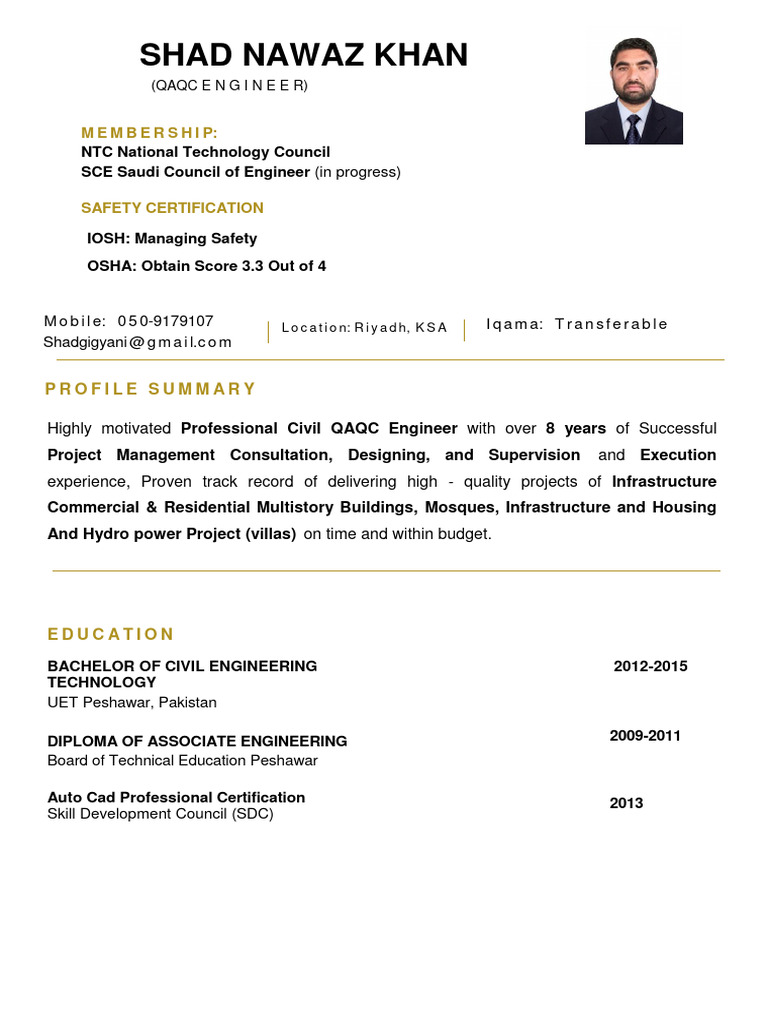 QAQC Engineer RESUME KSA UAE | PDF | Specification (Technical Standard) | Audit