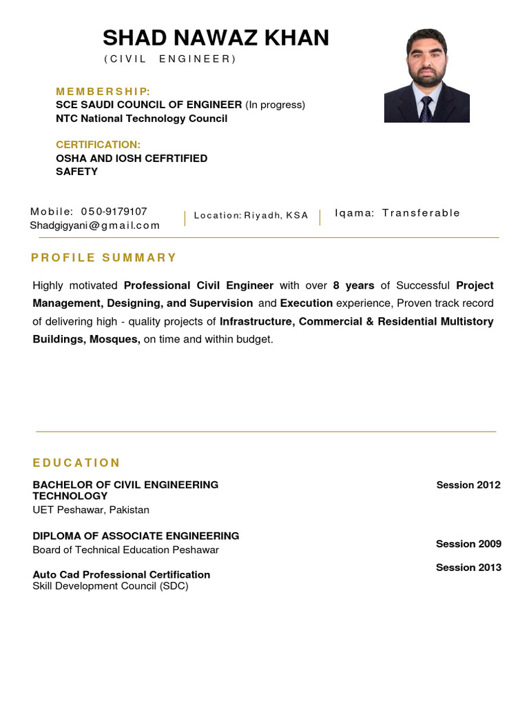 civil engineer resume ksa | Download Free PDF | Architect | Engineering