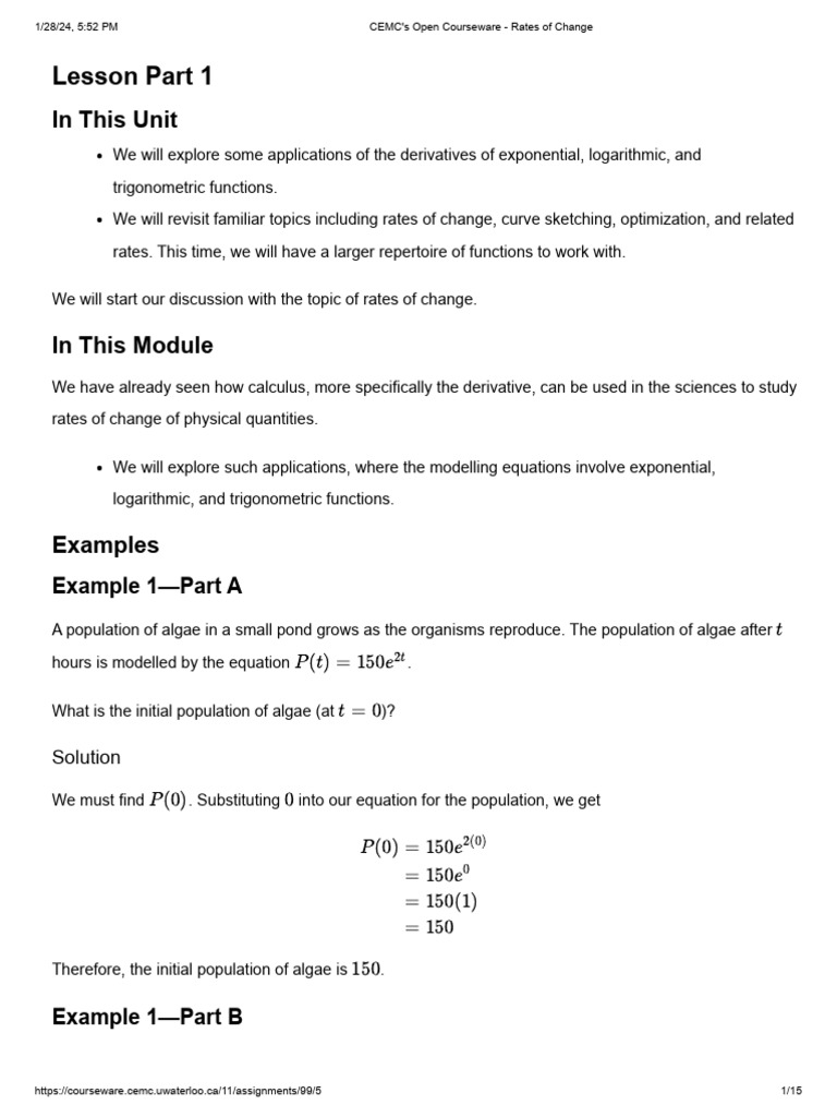 Lesson Part 1: in This Unit | PDF | Derivative | Area