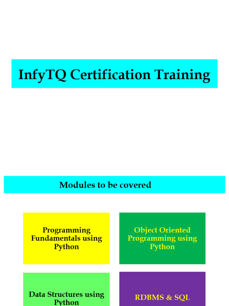 InfyTQ Certification Training | PDF | Computer Programming | Python (Programming Language)