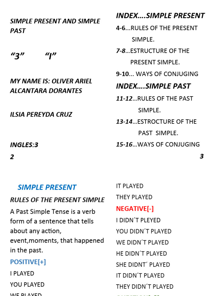 The Simple Past and The Simple Present 2.0 | PDF | Verb | Grammatical Tense