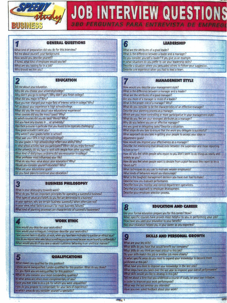Job Interview Questions - 1 | PDF