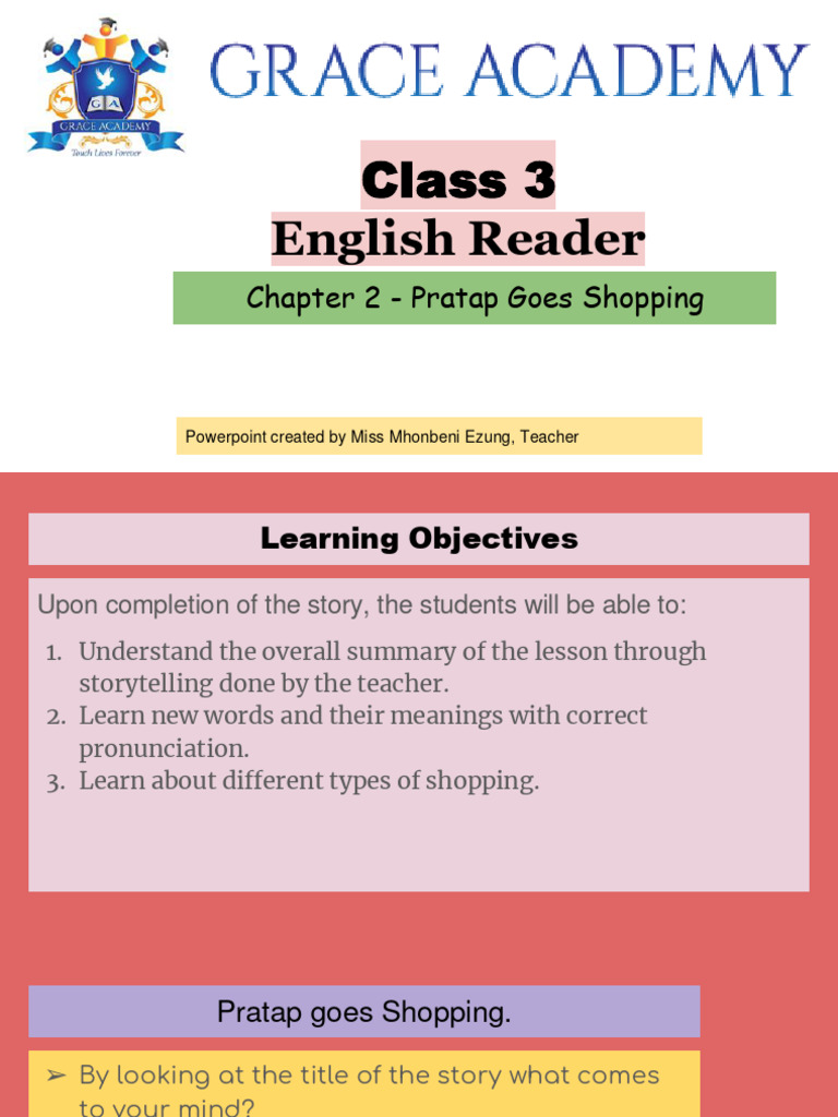 Class 3 English Reader Chapter 2 Pratap Goes Shopping | PDF