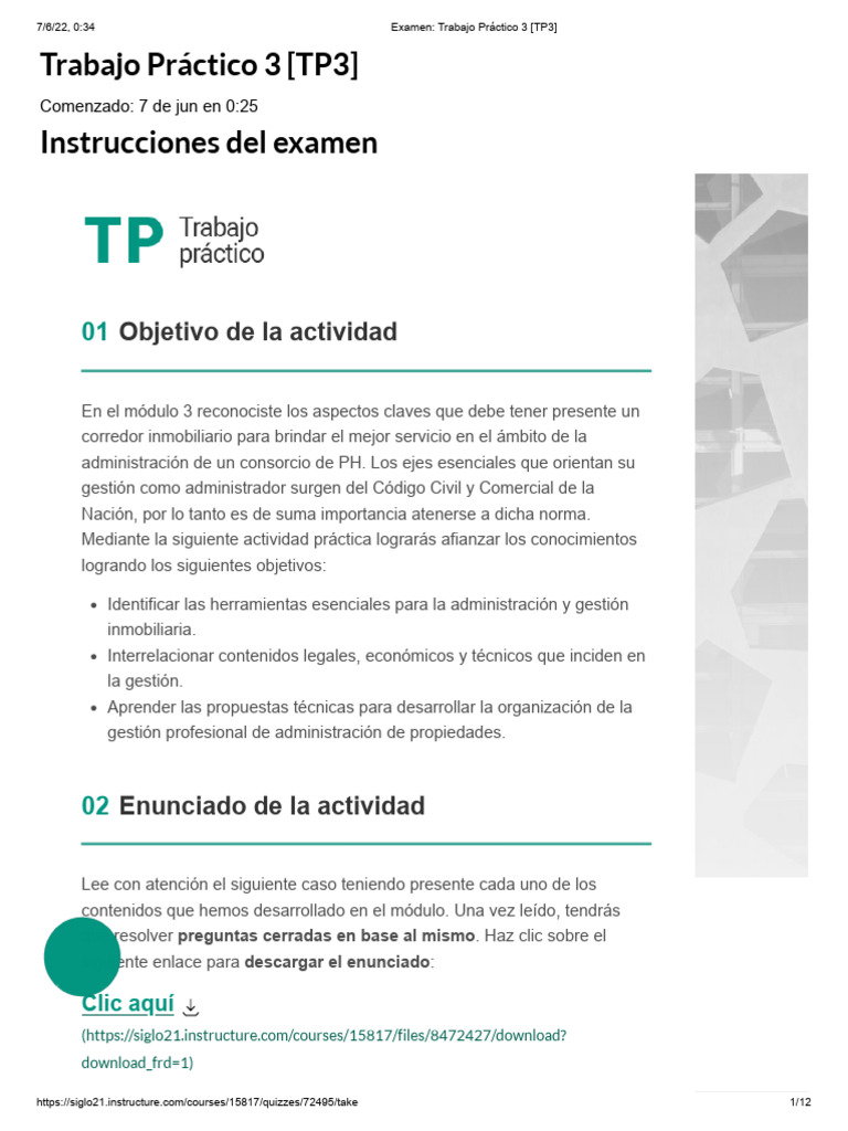 Examen - Trabajo Práctico 3 (TP3) - Administración y Gestión | PDF | Propiedad | Business