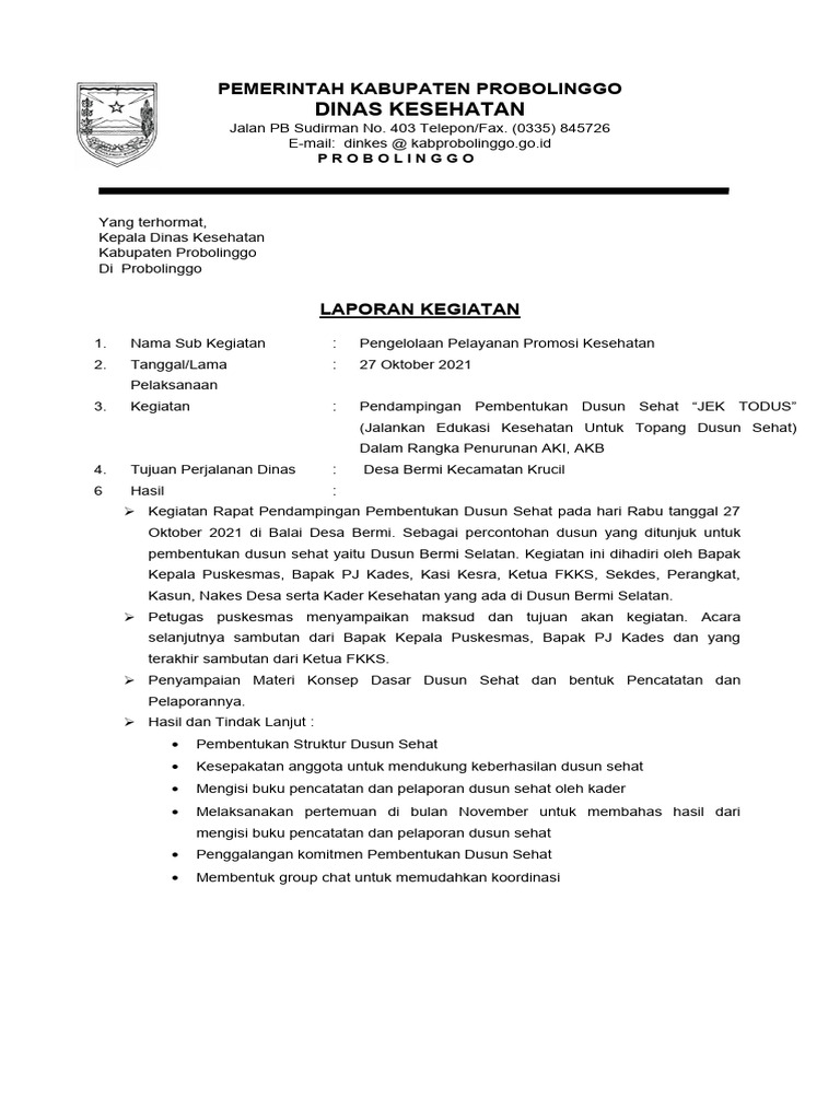 Laporan Kegiatan Dan Dokumentasi | PDF