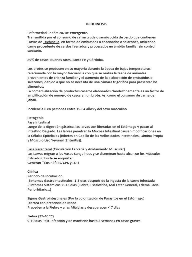 Triquinosis: Síntomas, Diagnóstico y Tratamiento | PDF | Enfermedades y ...