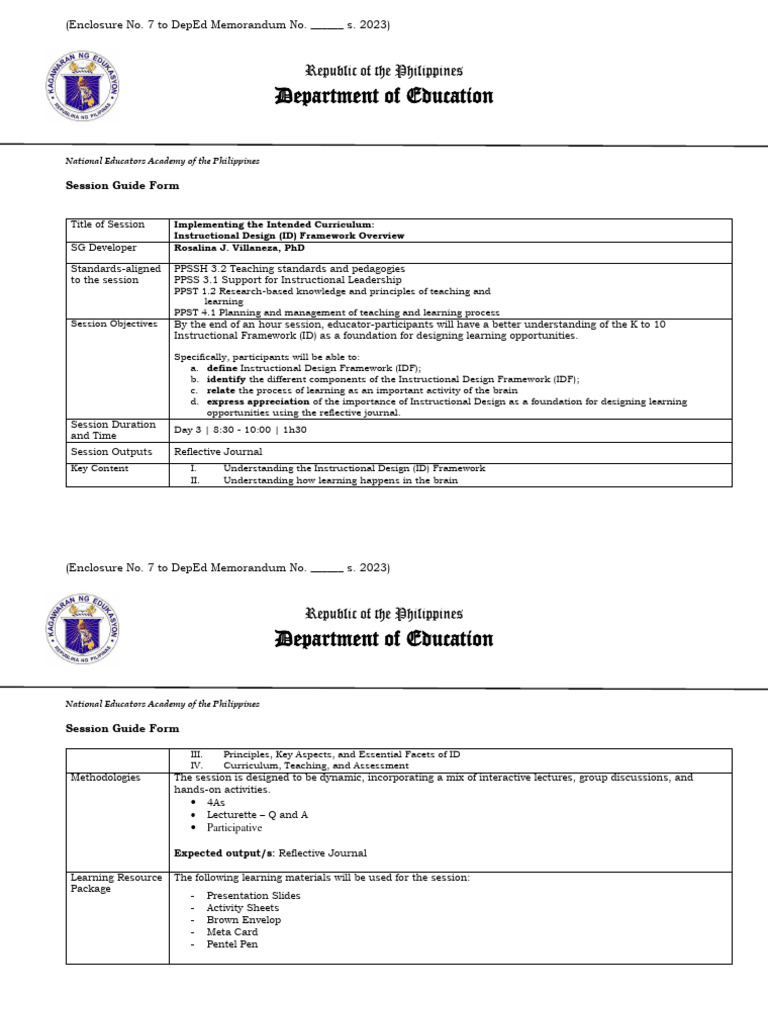 SG - Instructional Design Framework | PDF | Learning | Instructional Design