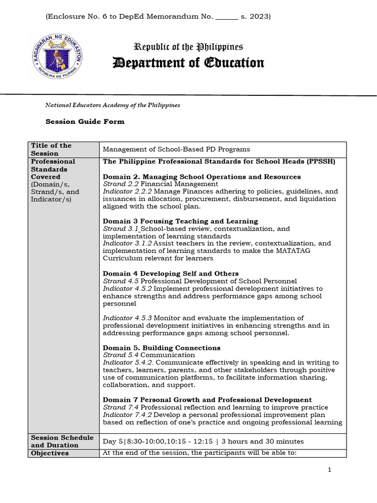 SG - Management of Schoolbased PD Programs | PDF | Learning | Curriculum