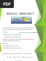 Should and Shouldn't Exercises Worksheet | PDF
