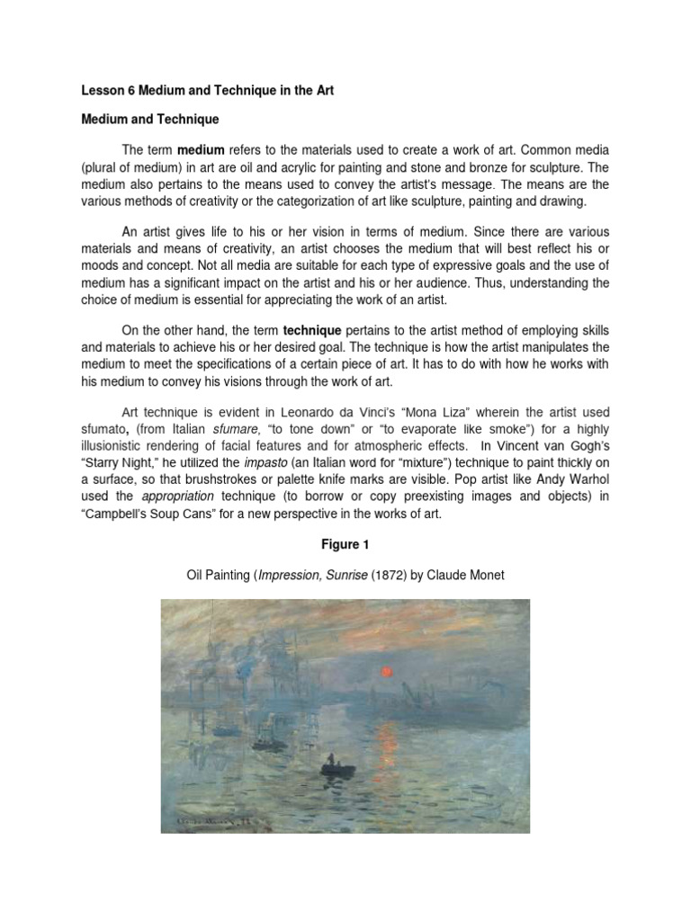 ArtApp Lesson 6 Medium and Technique in The Art | PDF | Paintings ...