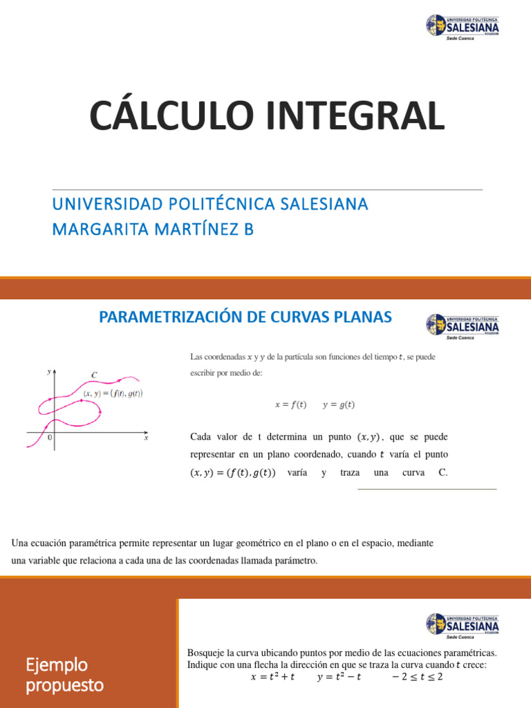 Cálculo Integral Parametrización F | PDF | Línea (geometría) | Pendiente