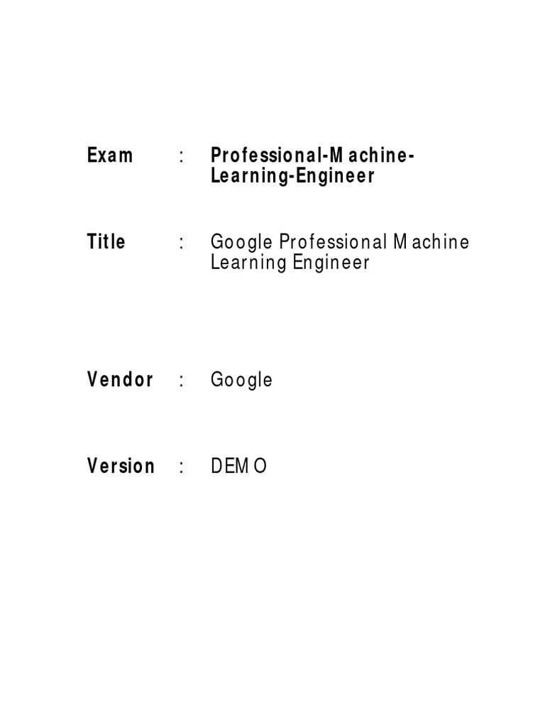 Google Professional ML Engineer Exam Guide | PDF | Cloud Computing ...