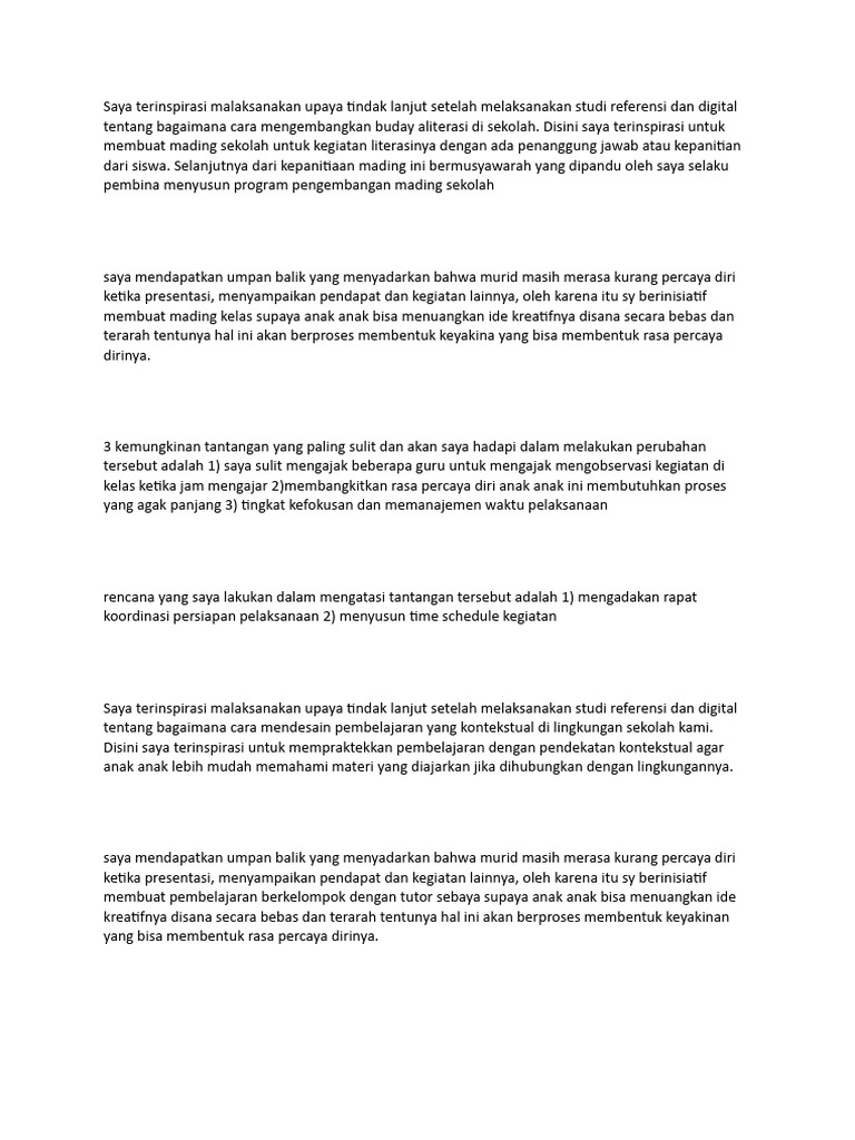 Saya Terinspirasi Malaksanakan Upaya Tindak Lanjut Setelah Melaksanakan ...