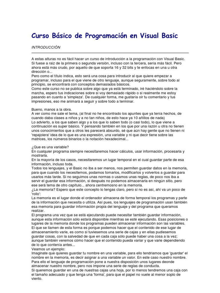 Visual Basic | PDF | Básico | Comillas