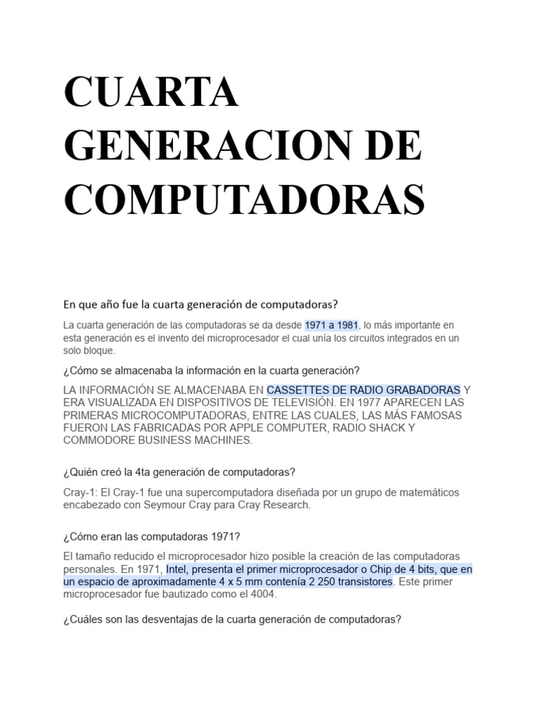 Exposicion de Cuarta Generacion | PDF | Circuito integrado | Microprocesador