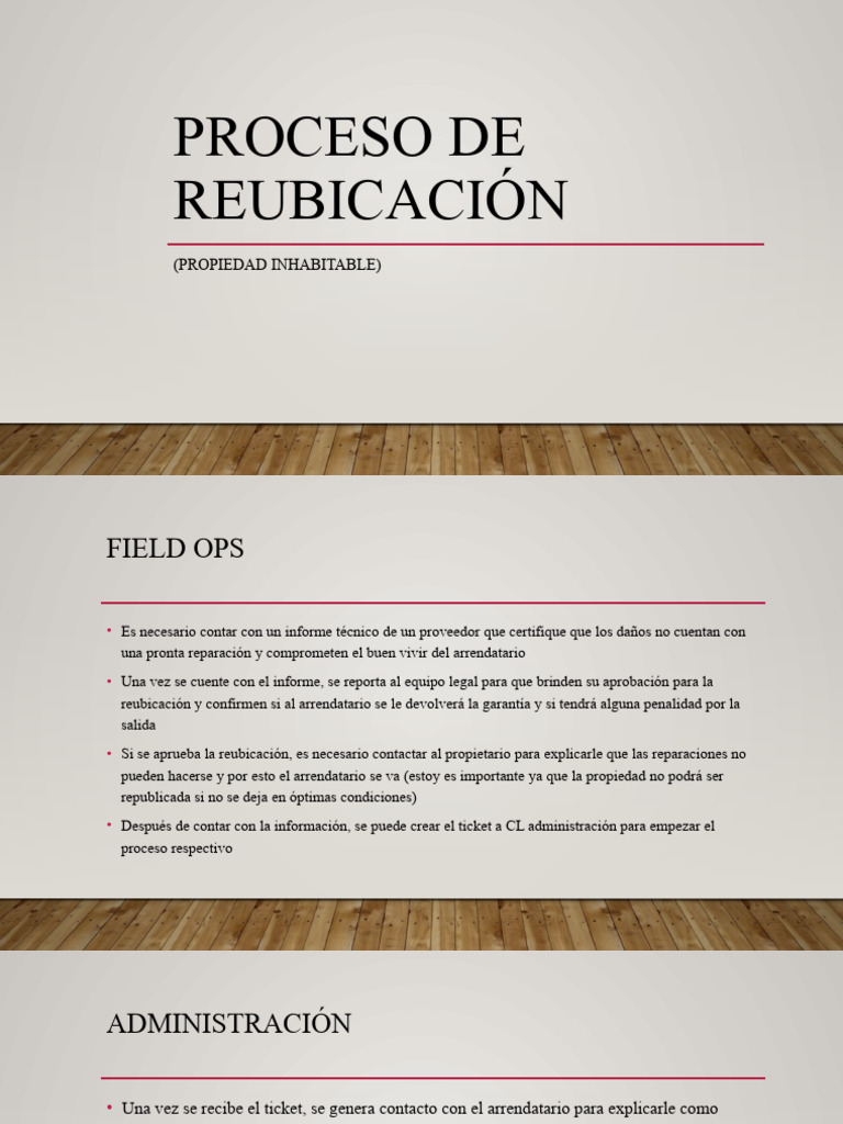 Proceso de Reubicación | PDF