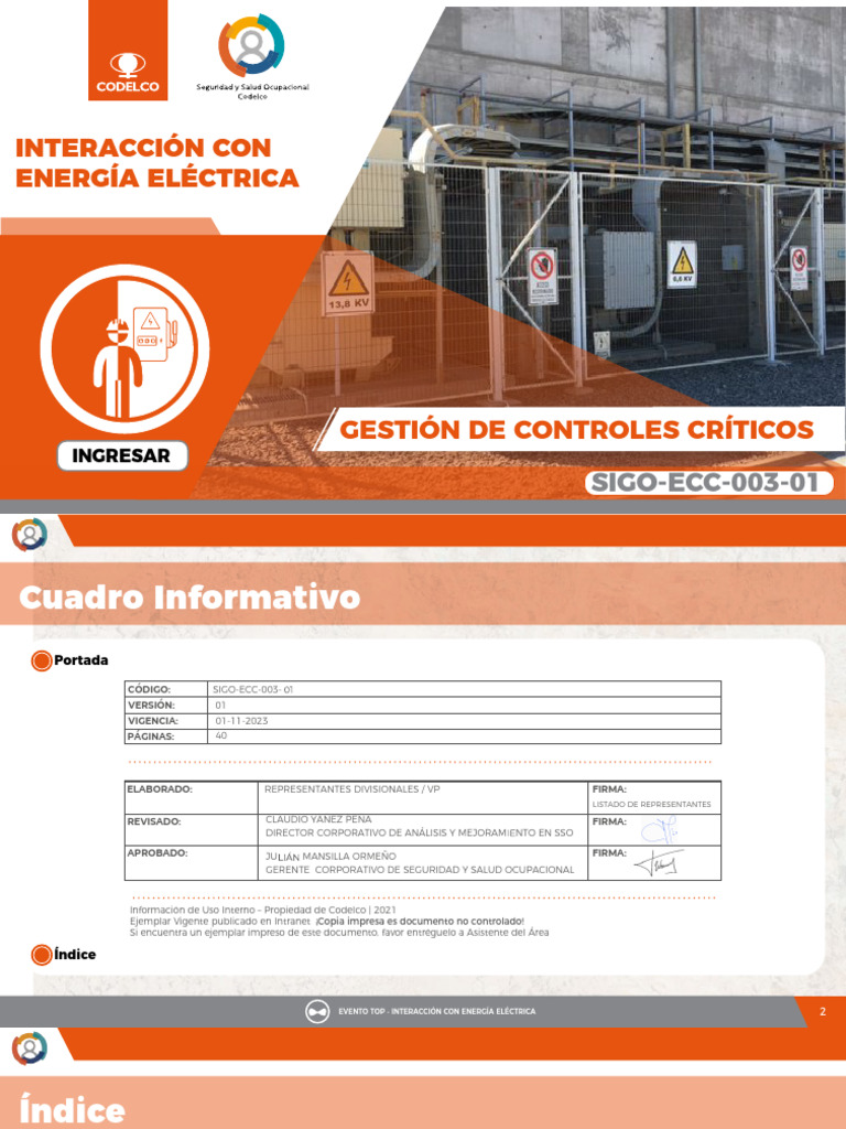 SIGO-ECC-003-01 Interacción Con Energía Eléctrica v.1 | PDF