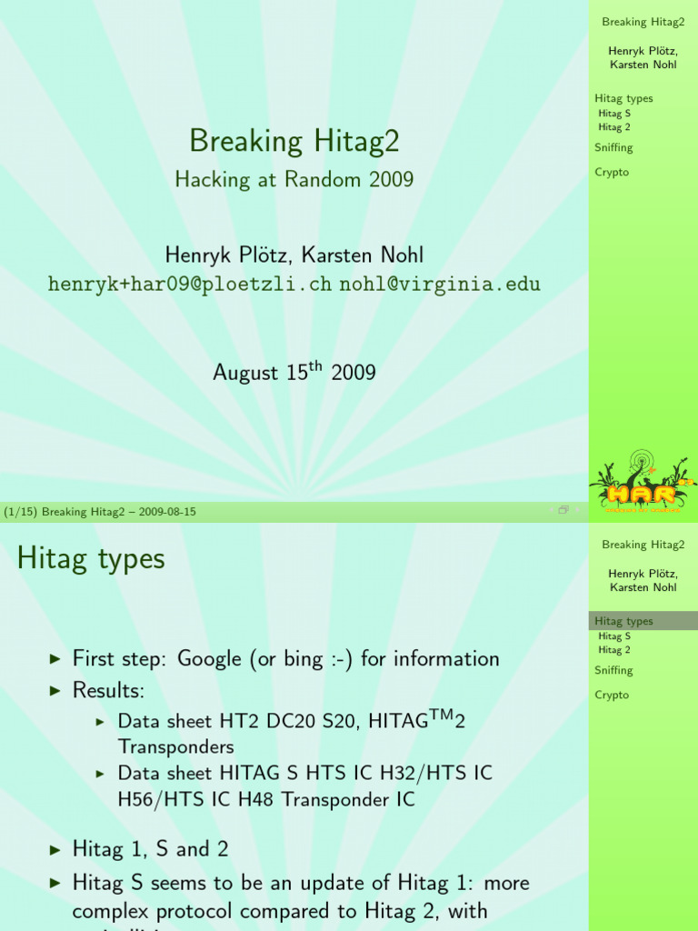 113 Breaking Hitag2 Part1 Hardware | PDF | Bit Rate | Bit