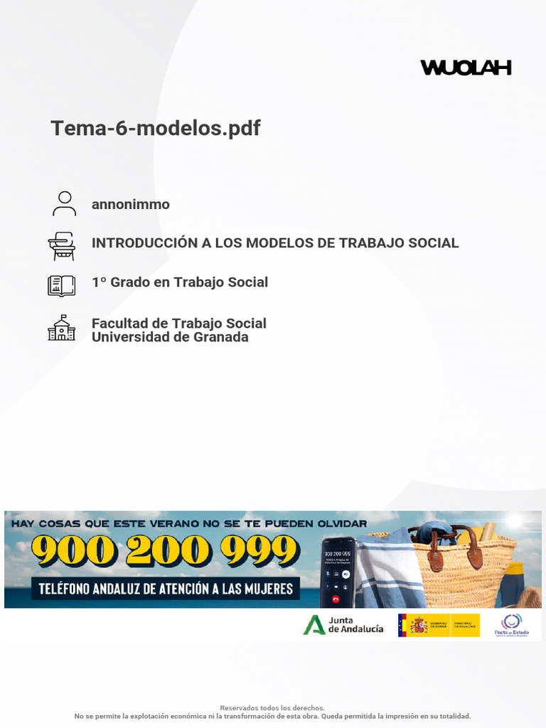Wuolah Free Tema 6 Modelos | PDF | Trabajo Social | Sistema