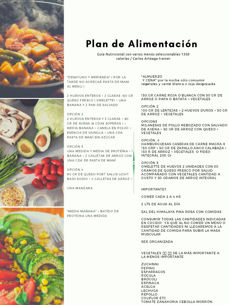 Plan Alimentacion | PDF | Vegetales | Alimentos