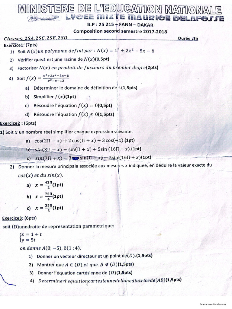 Compo 2 Maths 2S | PDF