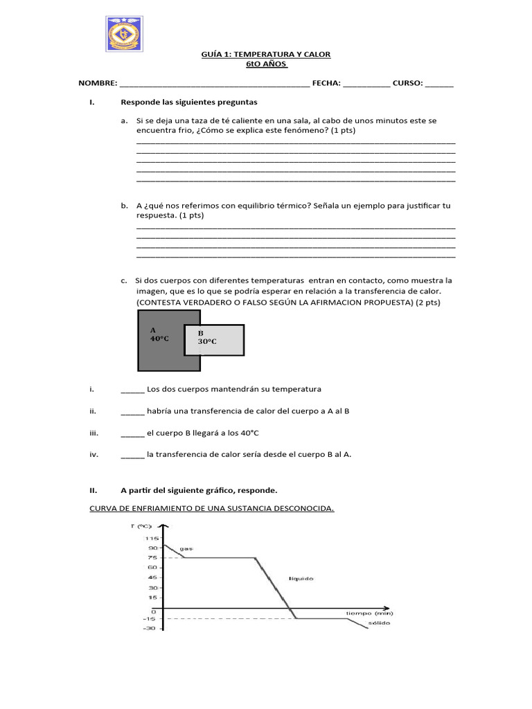 GUIA - 1 - TEMPERATURA - Y - CALOR - 6to AÑO | PDF | Calor | Temperatura