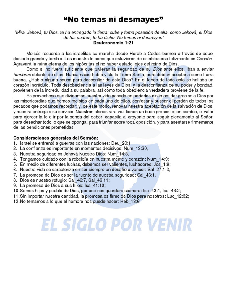 Deuteronomio 1.21 No Temas Ni Desmayes | PDF | Dios | Libro de Deuteronomio