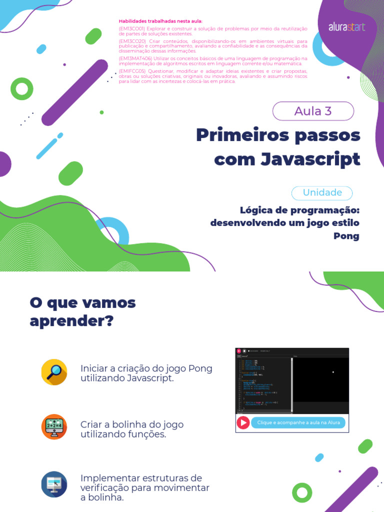 Lógica - de Programação Desenvolvendo Um Jogo Estilo Pong - AULA3 ...