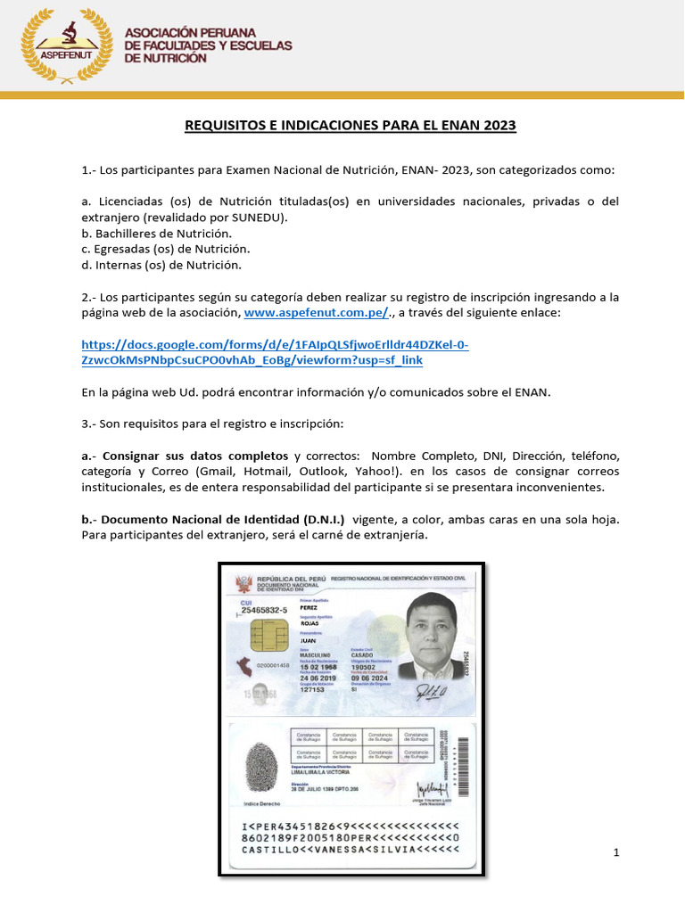 5 - REQUISITOS-ENAN-2023 PDF Crdownload | PDF | Documento de identidad