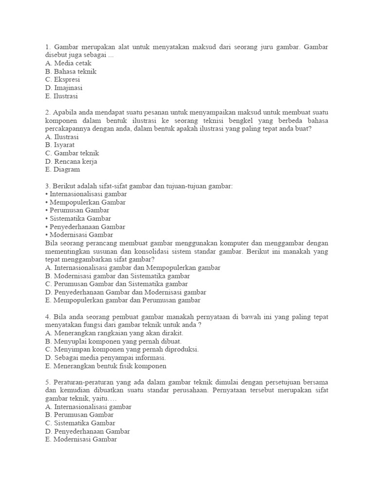 Soal Gambar Teknik Kels X | PDF