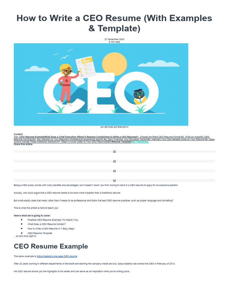CEO Resume Writing Guide & Template | PDF | Résumé | Skill