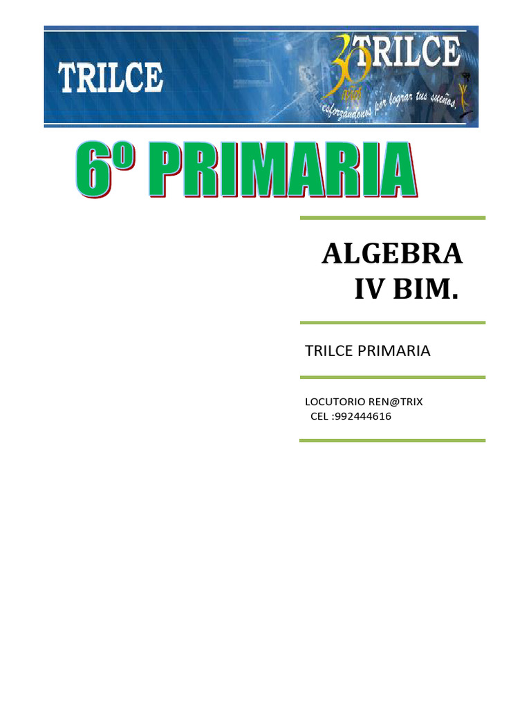 ALGEBRA IV BIM 6to Prim | PDF | Ciencia computacional | Matemáticas De ...
