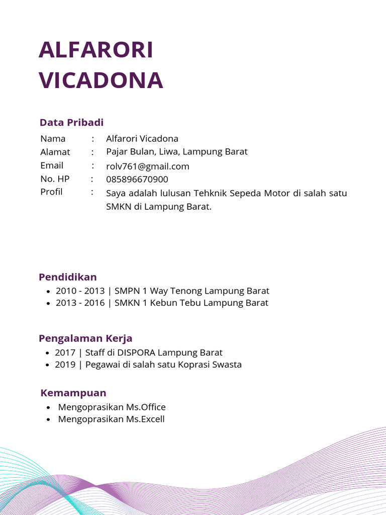 Put Minimalis CV Resume Fresh Graduate Template | PDF