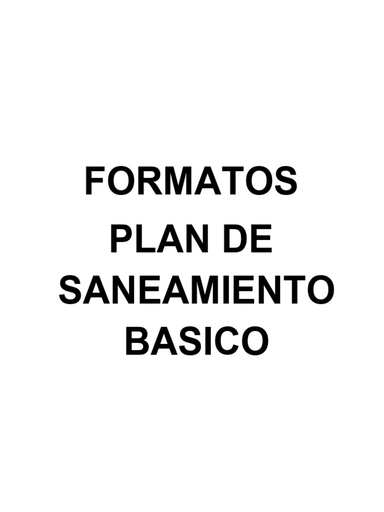 Formatos de Plan de Saneamiento Basico | PDF | Seguridad alimenticia | Análisis de Riesgo y ...