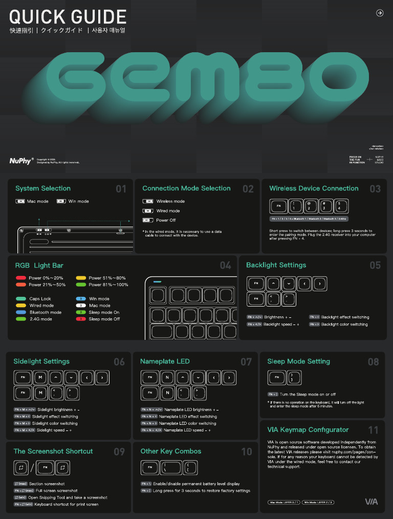 NuPhy - Quick Guide For Gem80 Tri-Mode Wireless | PDF