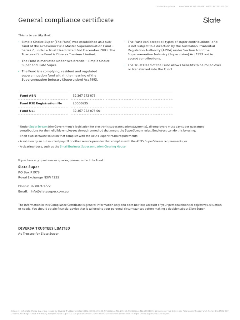 00 - General Compliance Certificate | PDF | Regulatory Compliance ...