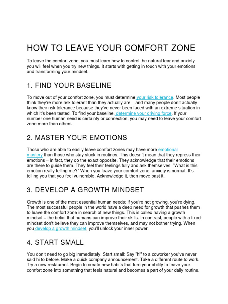 How To Leave Your Comfort Zone | PDF | Profit (Economics) | Goal