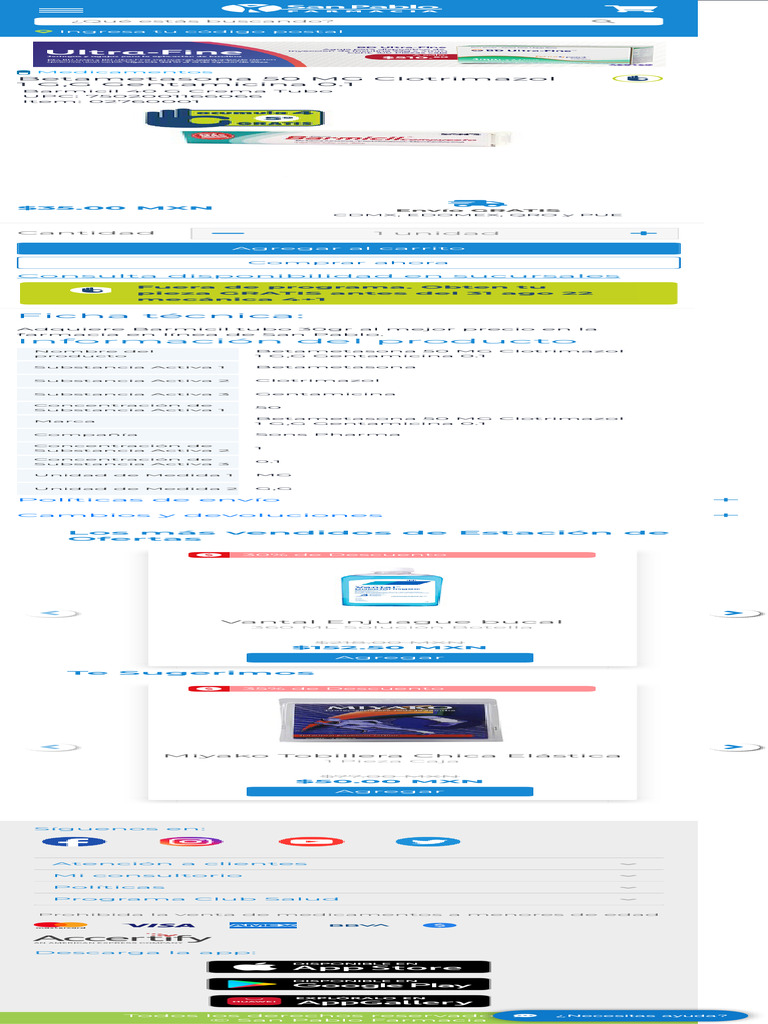 Betametasona 50 MG Clotrimazol 1 G,G Gentamicina 0.1 San Pablo Farmacia ... Betametasona 50 MG Clotrimazol 1 G,G Gentamicina 0.1 San Pablo Farmacia ...