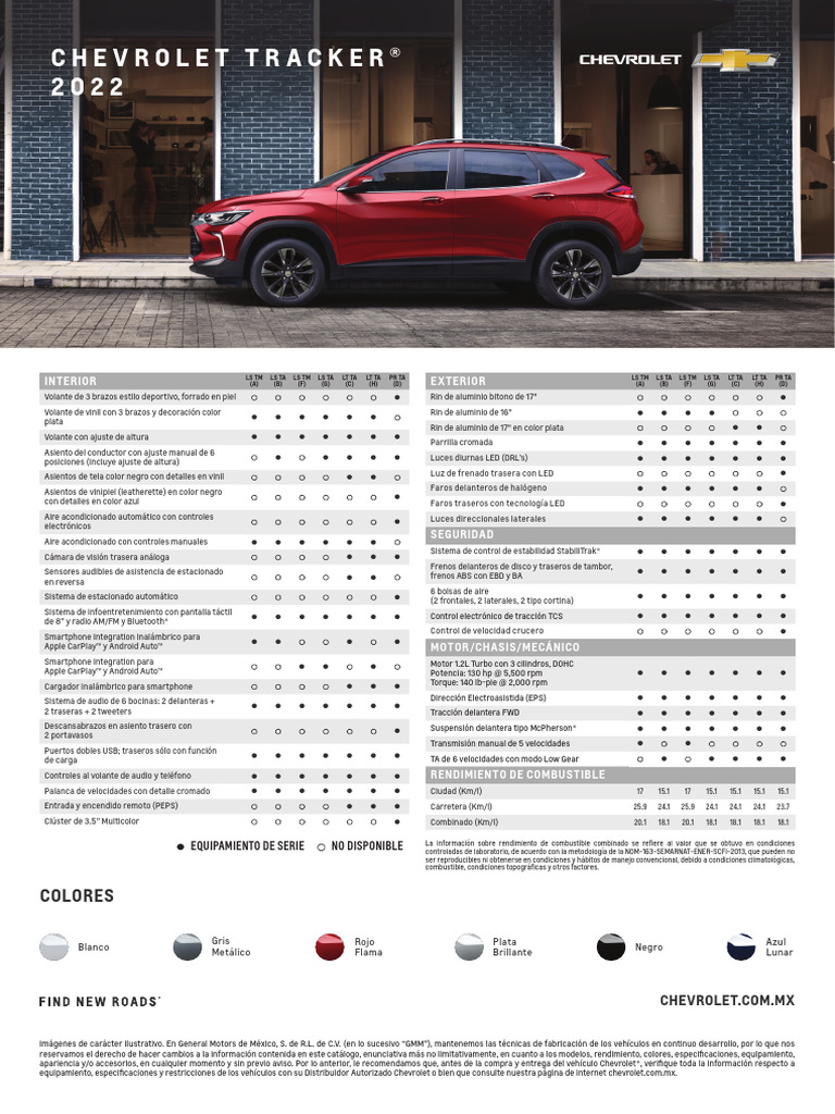 2022 - Ficha Técnica - Chevrolet - Tracker | PDF | Tecnología de ...