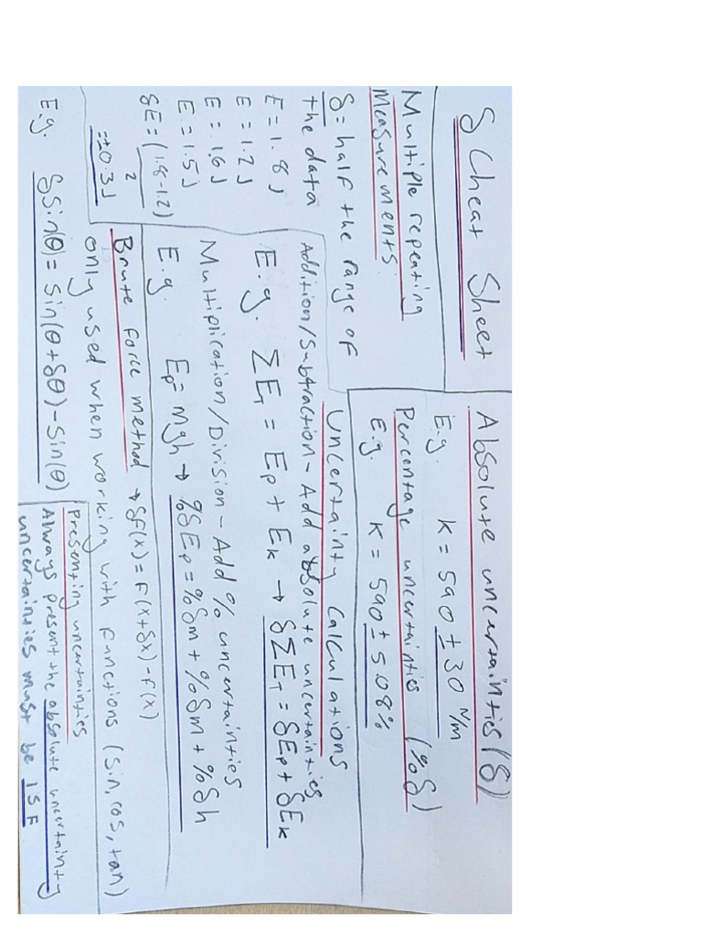 Uncertainty Cheat Sheet | PDF