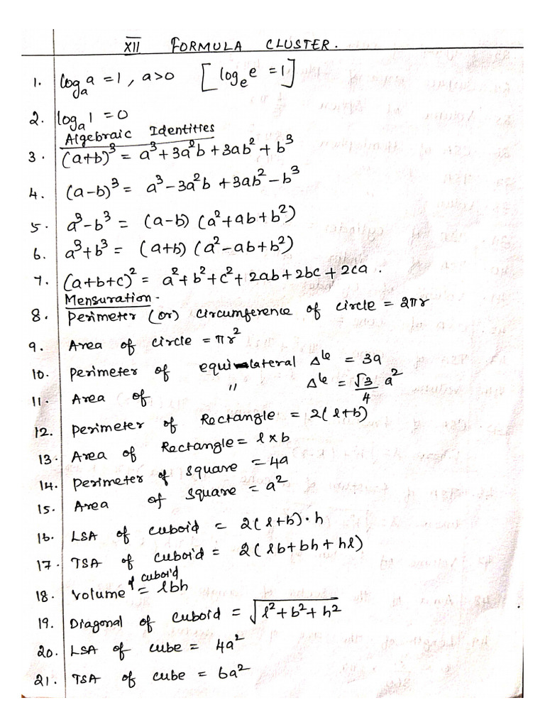Xi and Xii Formula Cluster | PDF