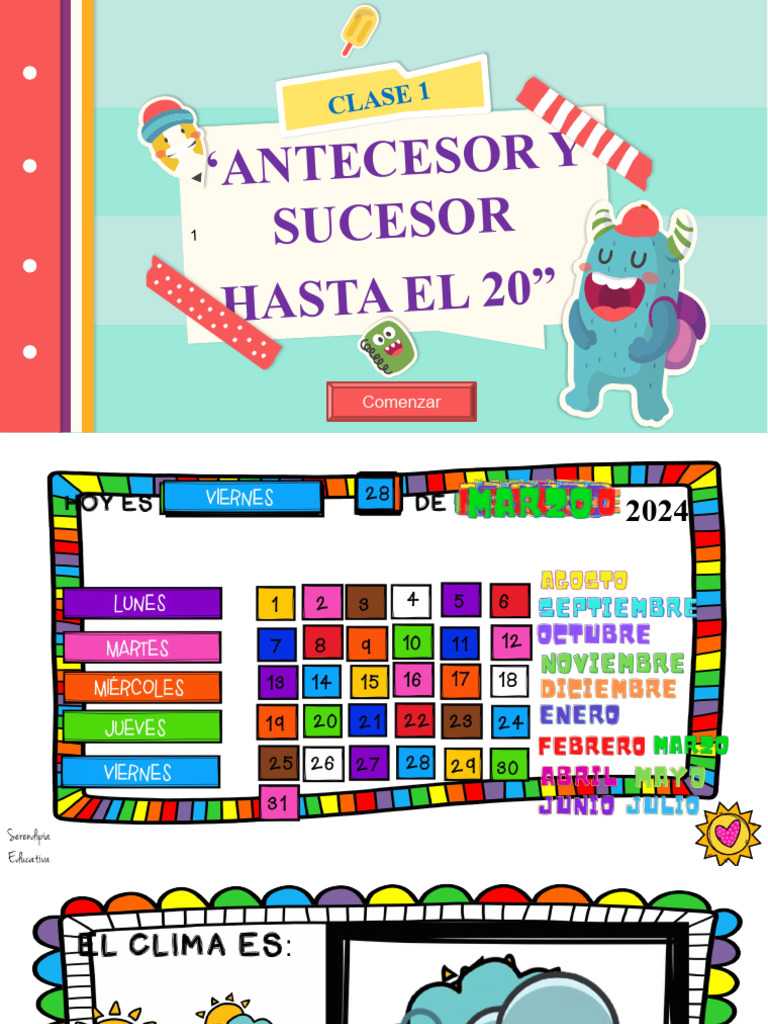 Antecesor y Sucesor Hasta El 20 | Descargar gratis PDF | Estaciones