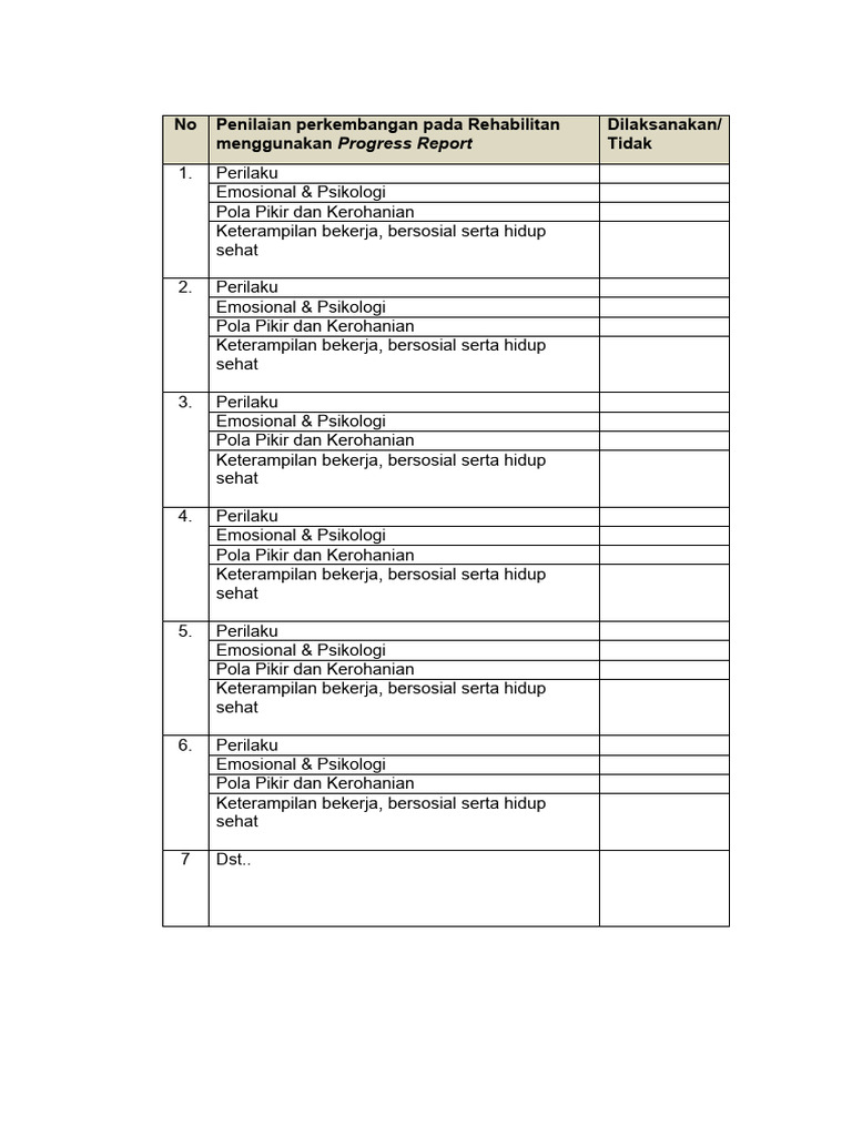Form Evaluasi Progress Report | PDF