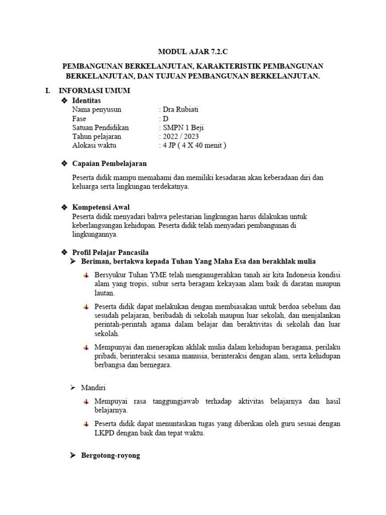 MODUL AJAR IPS 7C.123 | PDF