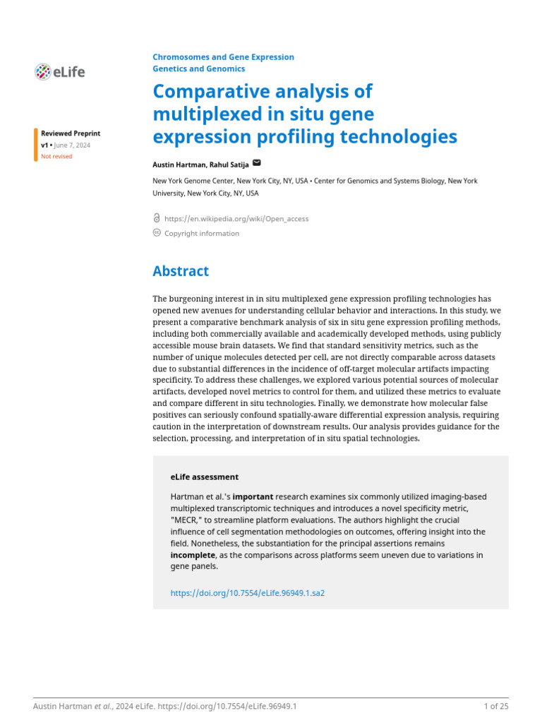 Comparative Analysis of Multiplexed in Situ Gene Expression Profiling ... Comparative Analysis of Multiplexed in Situ Gene Expression Profiling ...