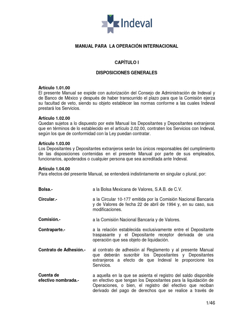 INDEVAL Manual ManualparalaOperacionInternacional Es | PDF | Bancos ...
