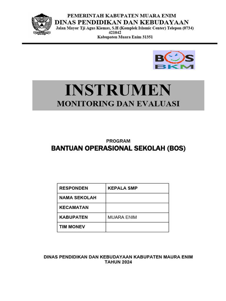 Instrumen Monev Program BOS 2024 | PDF
